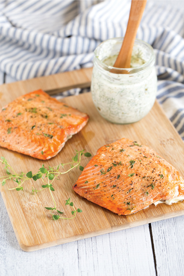 Broiled Salmon with Dill-Caper Sauce
