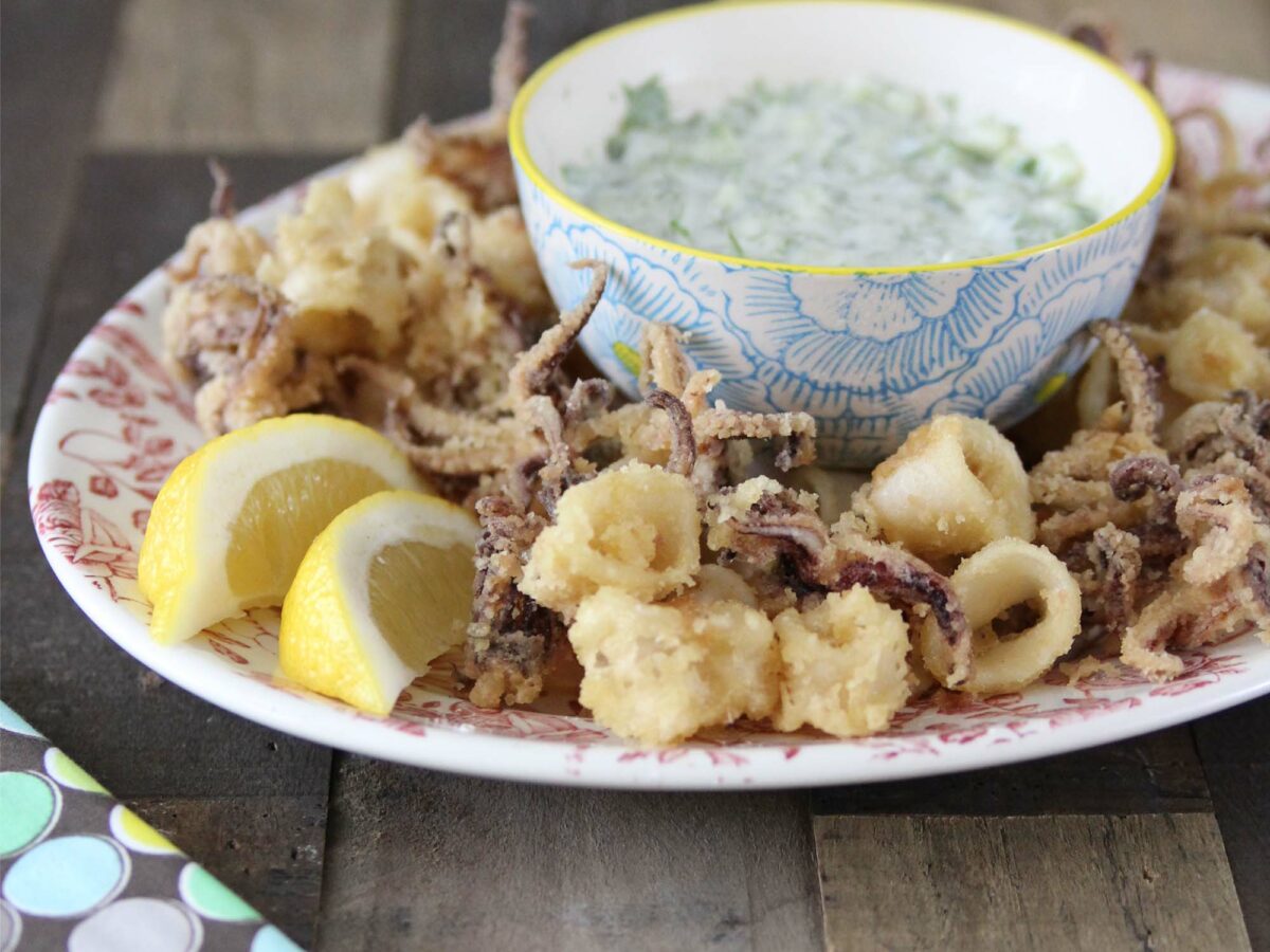 Gluten-Free Calamari with Dairy-Free Tzatziki