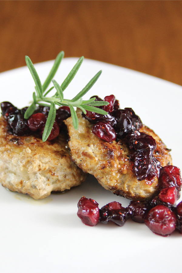Bacon-Apple Chicken Burgers with Maple Cranberry Sauce